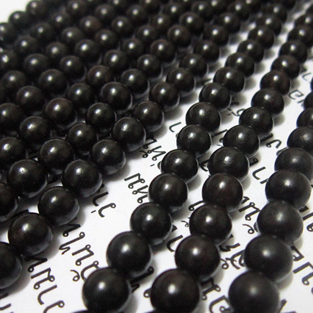 108pc Black African Ebony , Ebony Wood Bead, Ebony Tibetan Mala Made ...