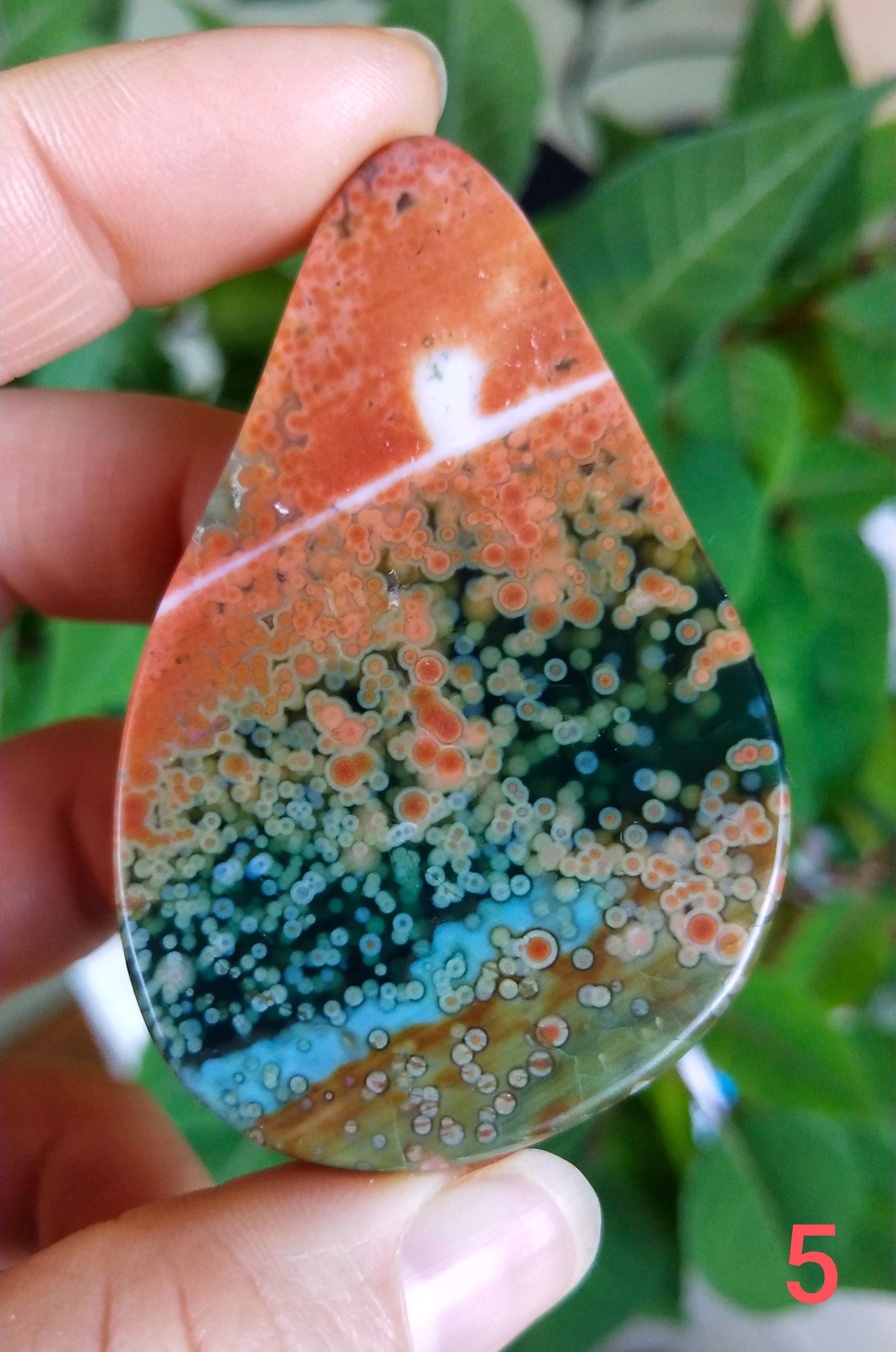 Rare Color High-grade Ocean Jasper Old Stock Cab, Polished, Specimen #5 ...