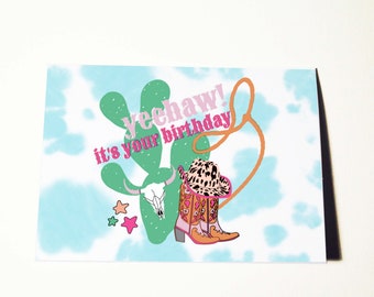 Yee Haw Cowboy Round up Excitement Card, Western Greeting Card for ...