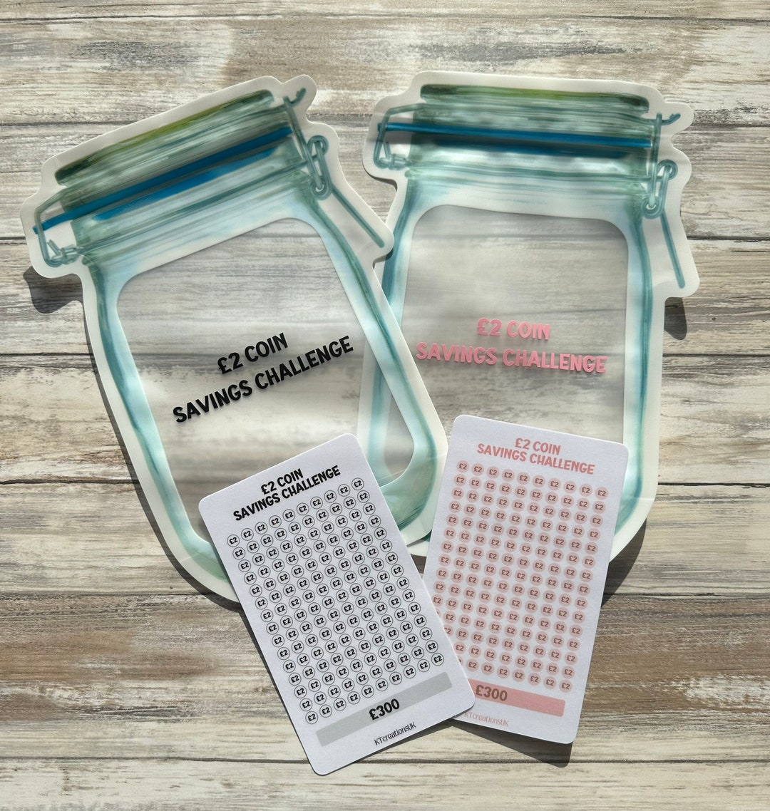 2 Pound Savings Challenge, Coin Jars, Savings Challenge, Lay Flat ...