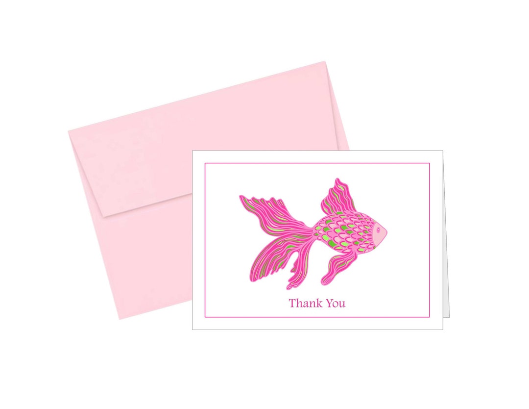 Fish Thank You Notes Preppy Thank You Cards Preppy Stationery Bright ...
