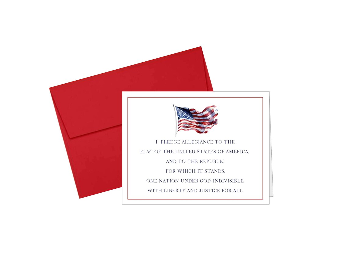 Pledge of Allegiance Note Cards, American Flag Stationery, Patriotic ...