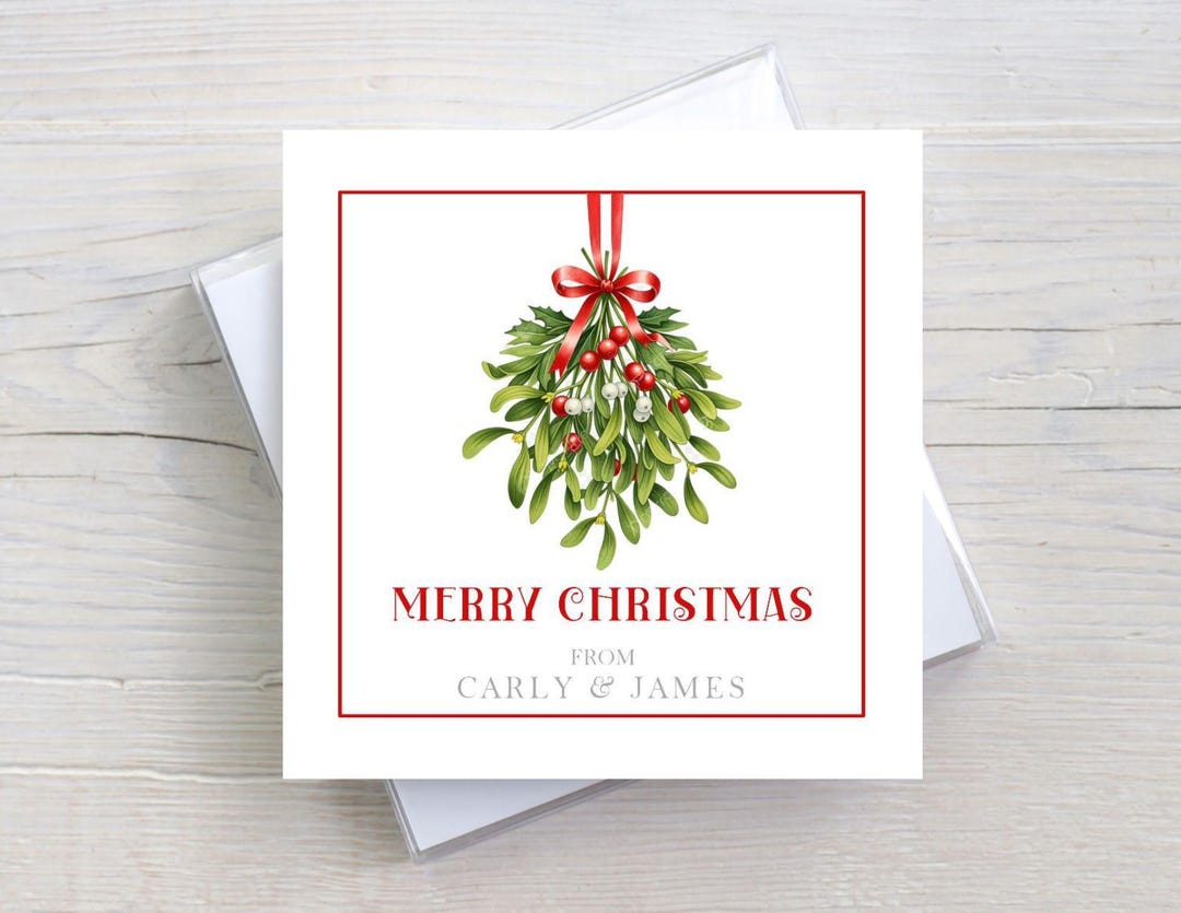 Personalized Christmas Gift Tags | Mistletoe Holiday Calling Cards ...