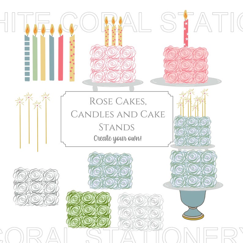 Rose Cake Clip Art, Build A Cake Instant Download - Etsy España