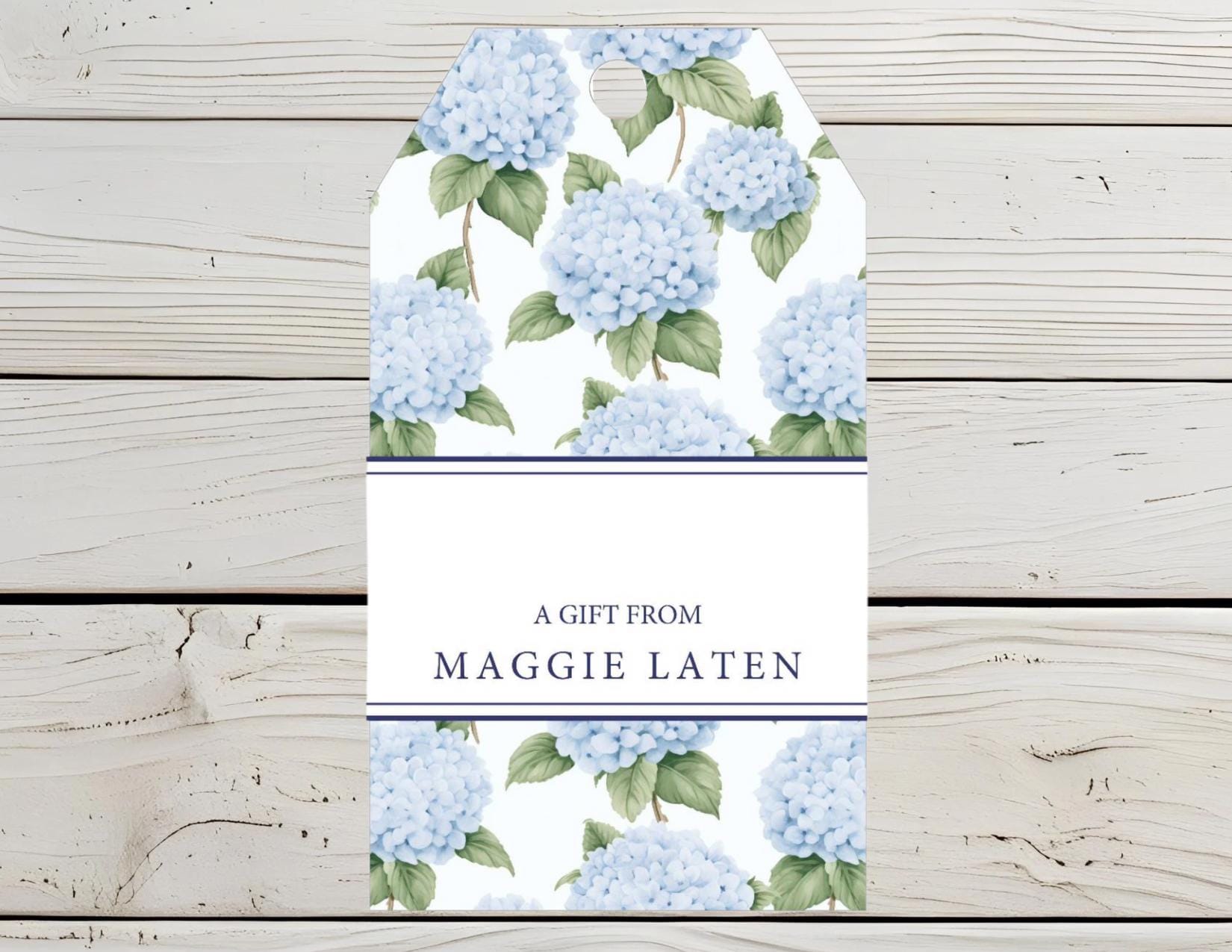 Personalized Hydrangea Gift Tags, Preppy Floral Style Tags, Blue ...