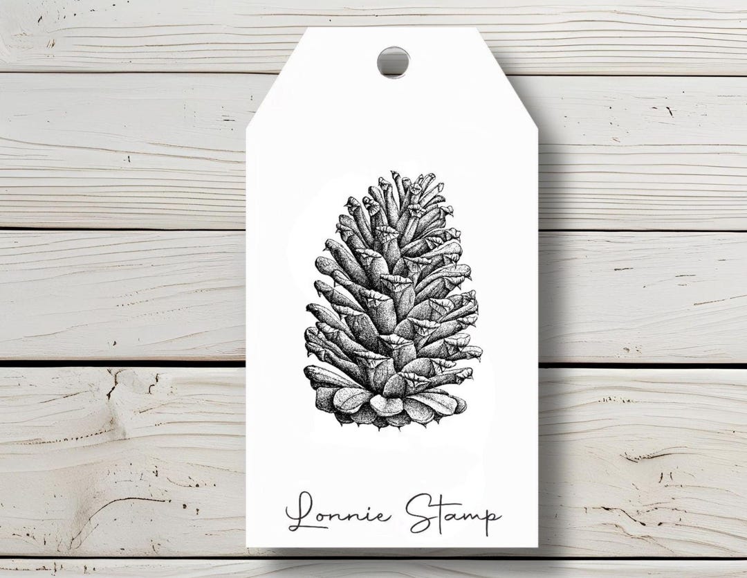 Personalized Pinecone Gift Tags, Elegant Black and White Tags, Holiday ...