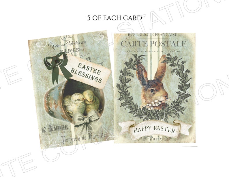 Vintage Easter Cards Easter Bunny Note Cards Set of 10 - Etsy