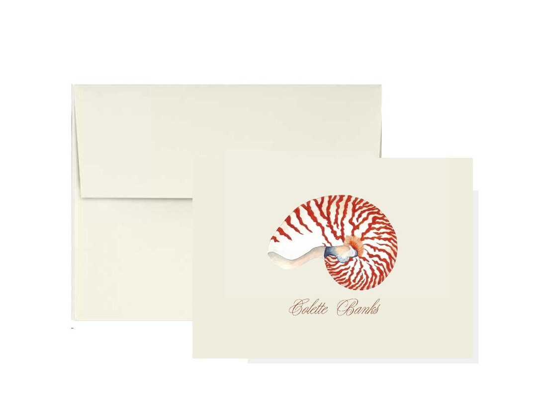 Personalized Stationery, Custom Shell Cards, Beach Note Cards, Set of ...