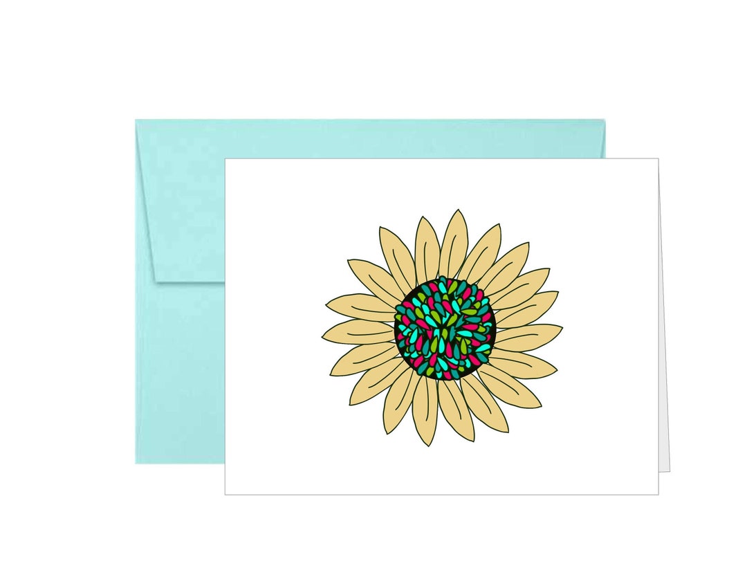 Colorful Daisy Stationery, Thank You Cards, Blank Note Cards, Set of 10 ...