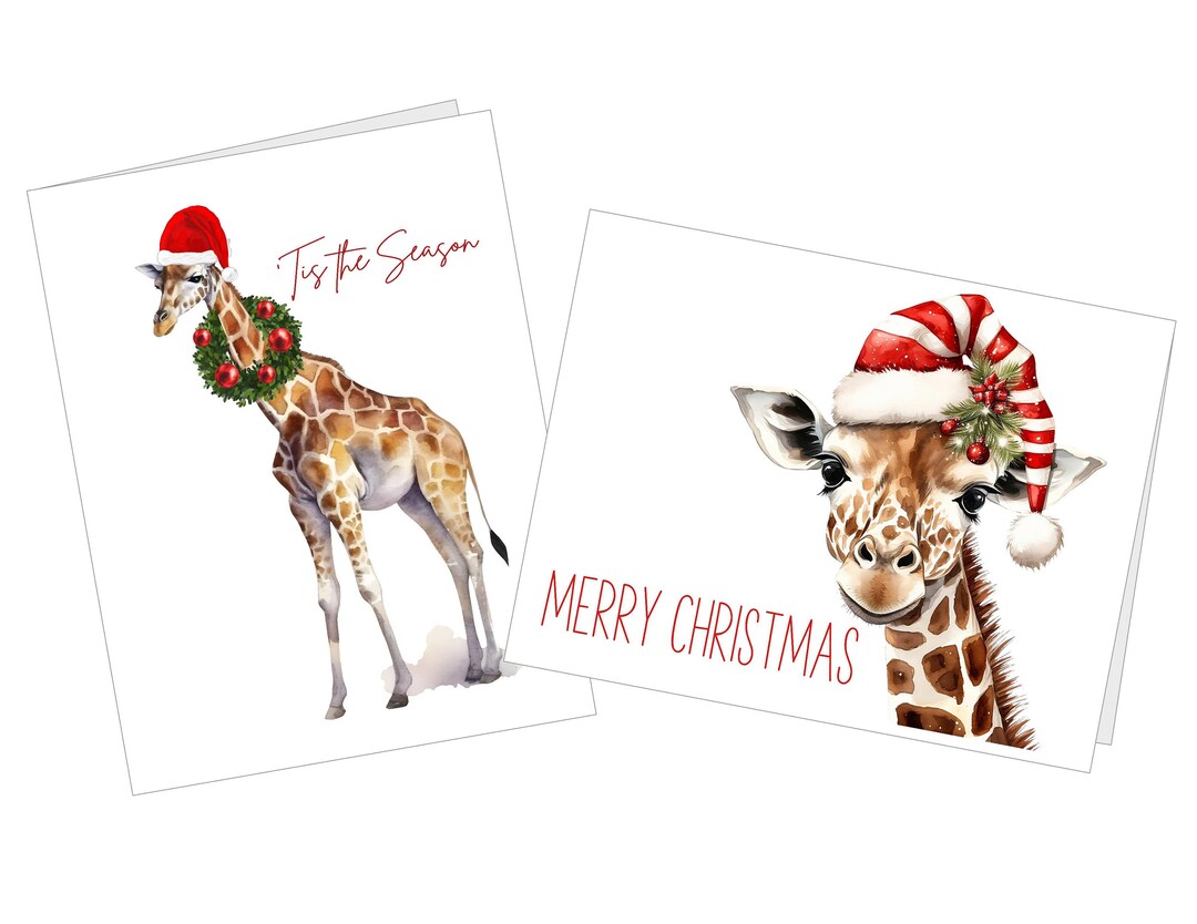 Christmas Giraffe Holiday Cards, Cute Christmas Cards, Set of 10 - Etsy