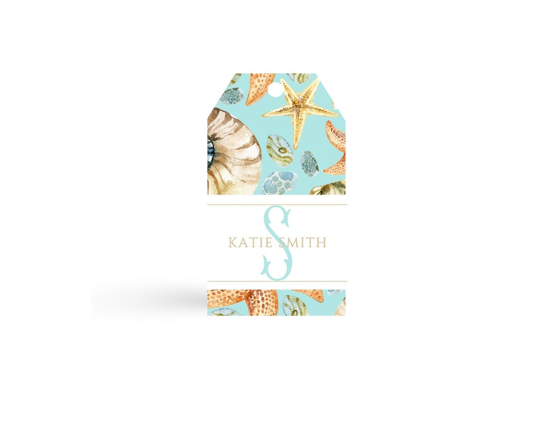 Monogrammed Gift Tags, Ocean Inspired Style, Personalized Gift Idea - Etsy