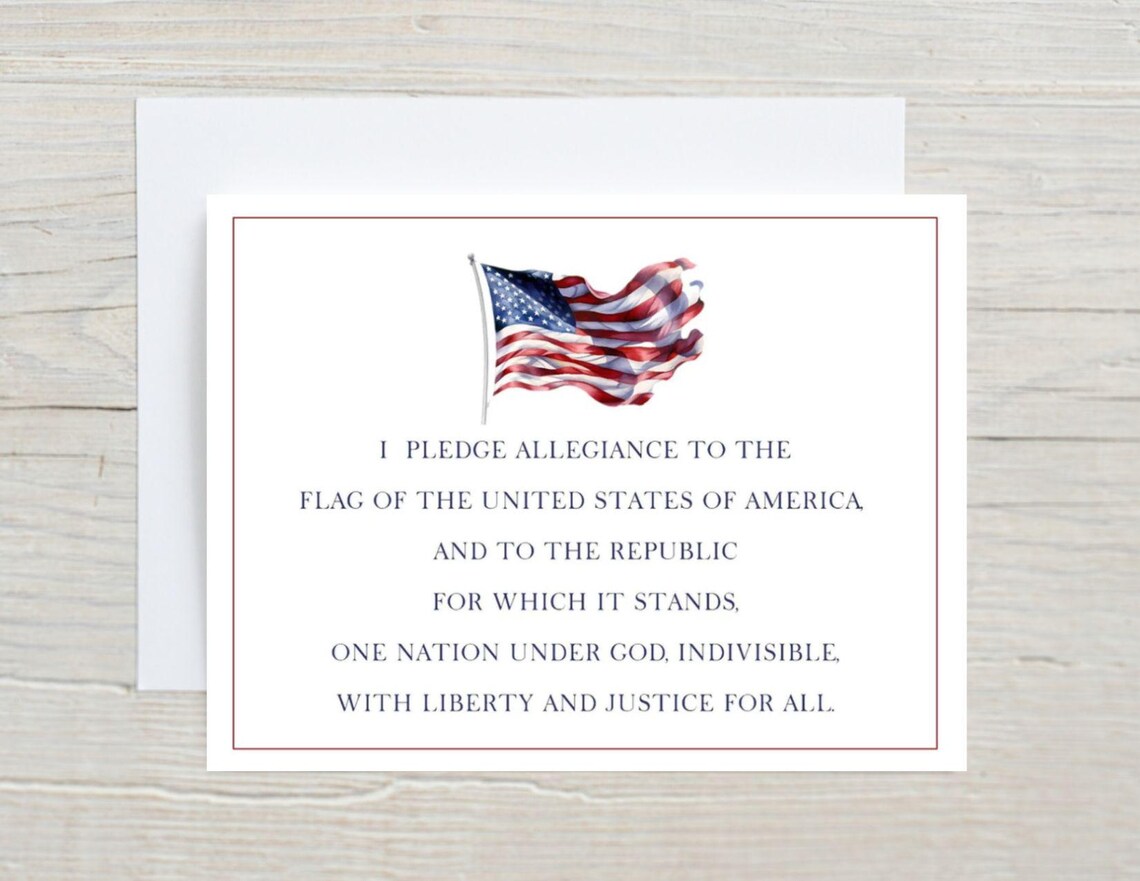 Pledge of Allegiance Note Cards, American Flag Stationery, Patriotic ...