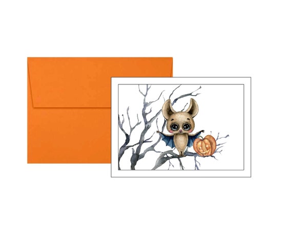 Bat Halloween Cards Halloween Cards for Kids Set of 10 | Etsy