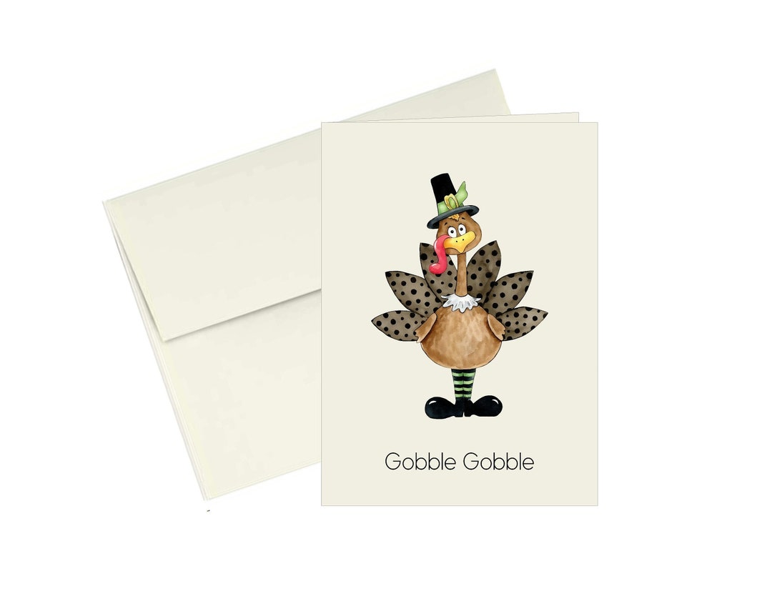 Fun Thanksgiving Greeting Card, Turkey Notecard, Single Card - Etsy
