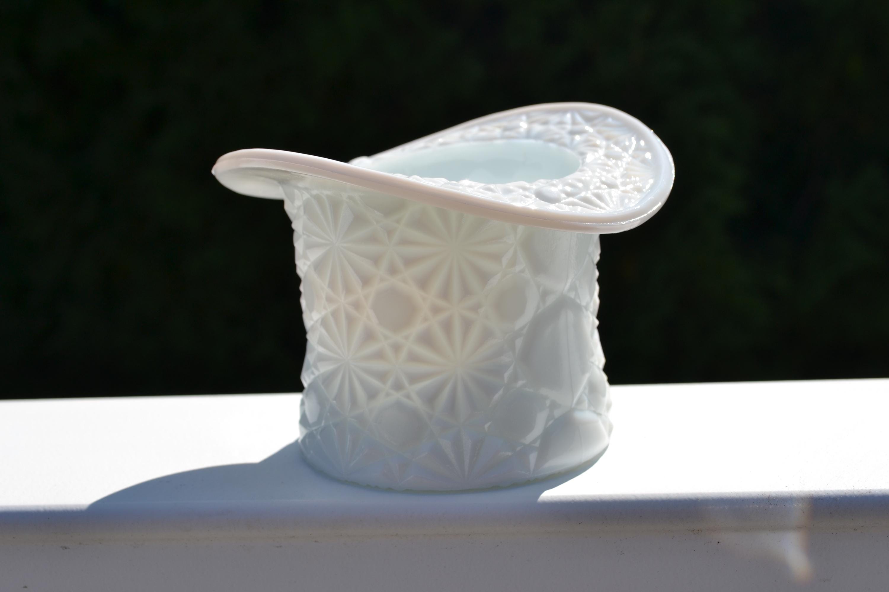 Vintage Milk Glass Top Hat - Daisy and Button Pattern - Etsy