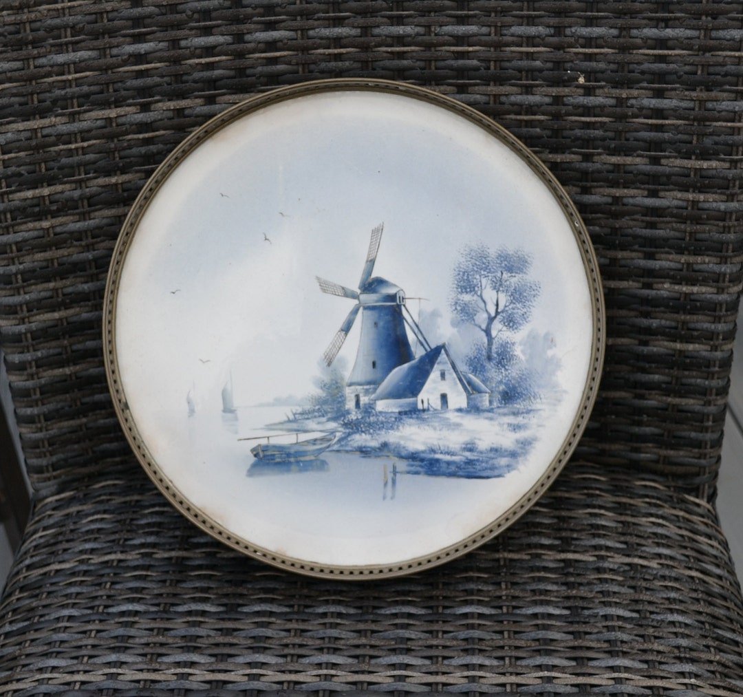 Vintage Delft Style Porcelain Footed Serving Tray Wall Hanging - Etsy