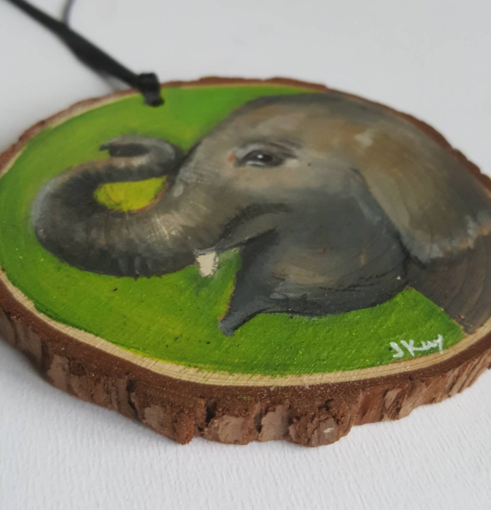 Elephant Painting Hand Painted Wooden Slice Painting - Etsy
