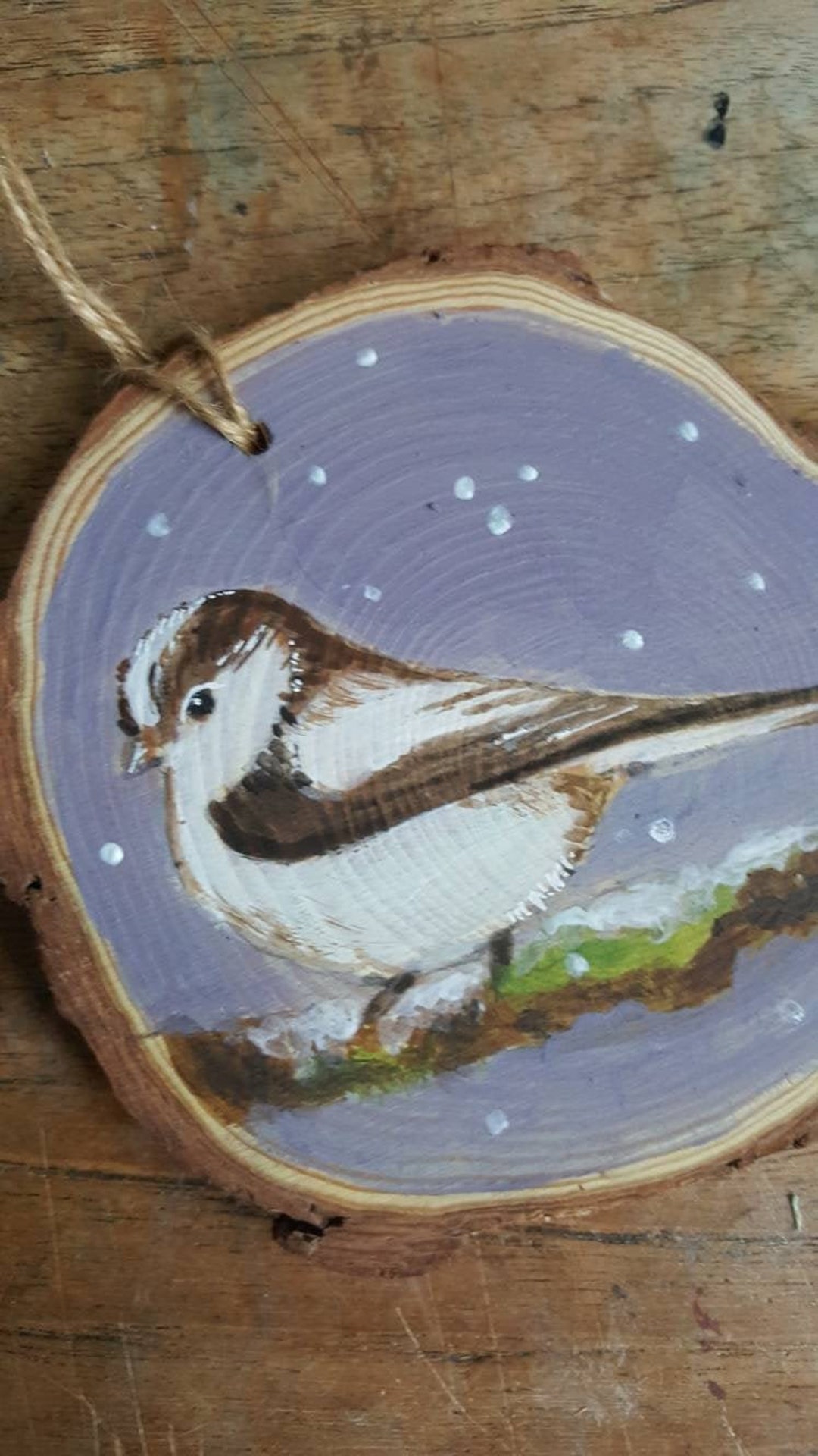 Hand Painted Wooden Slice Painting - Bird Series - Hanging Ornament ...