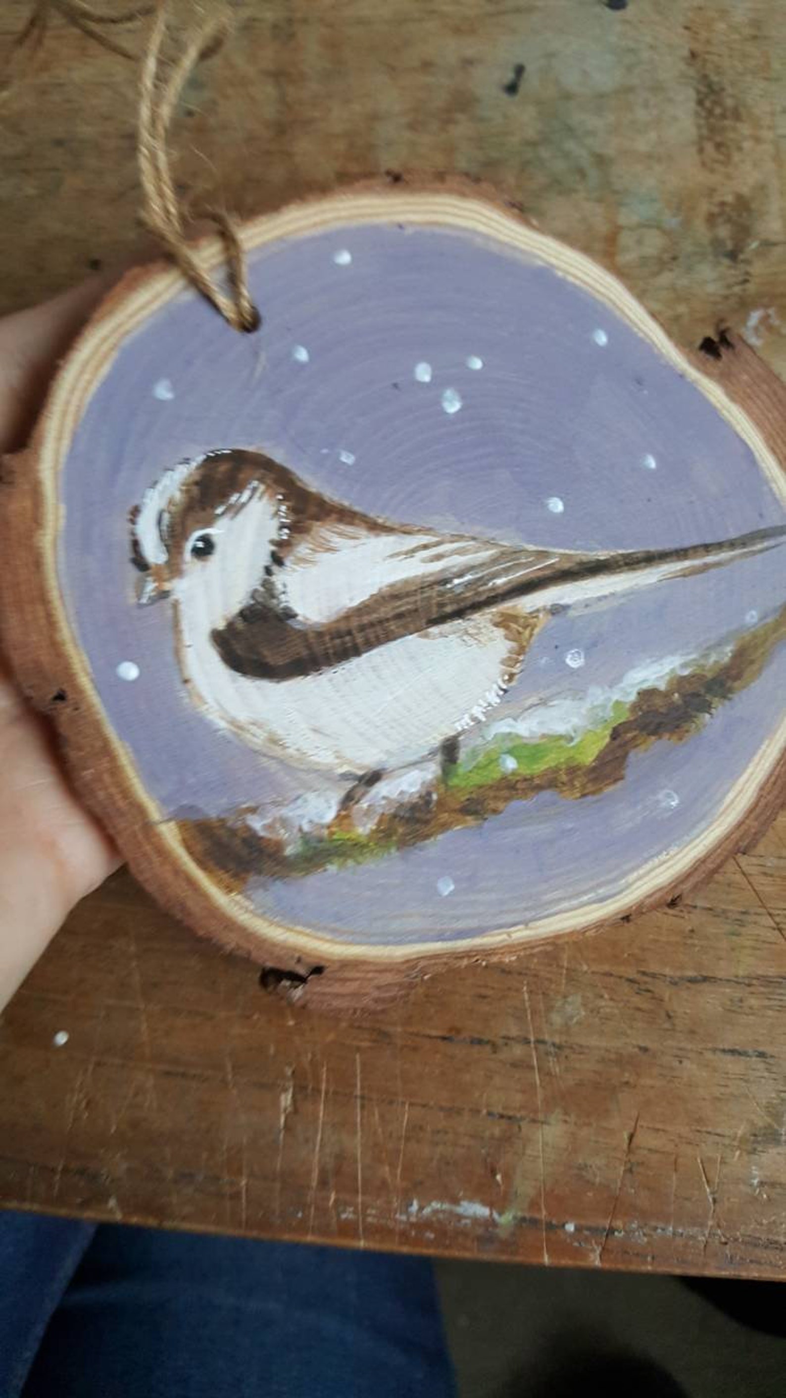 Hand Painted Wooden Slice Painting - Bird Series - Hanging Ornament ...