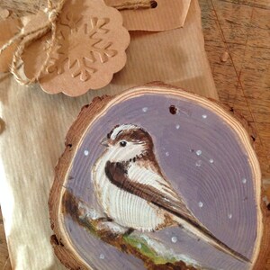 Hand Painted Wooden Slice Painting - Bird Series - Hanging Ornament ...
