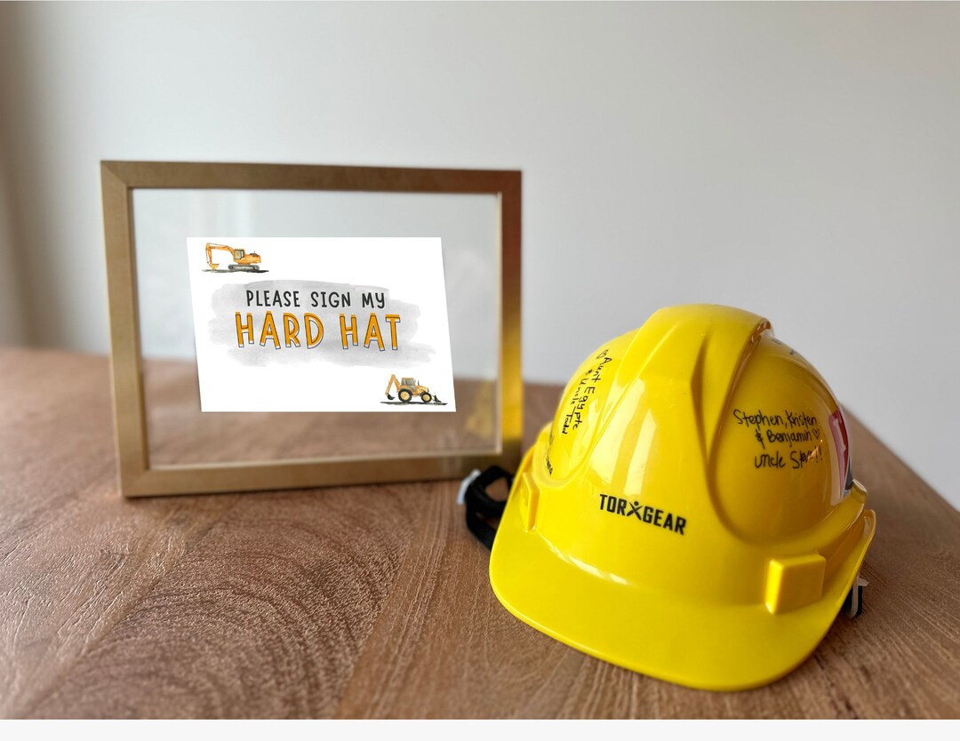 Construction Party Printable for Birthday Decorations Hard Hat Sign - Etsy