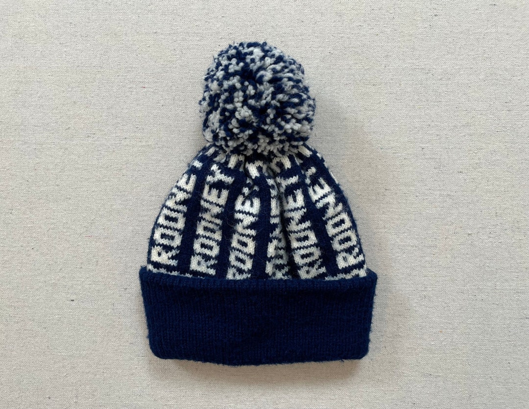 1980's, "rodney" Giant Pom Pom, Ski Hat in Navy With White - Etsy