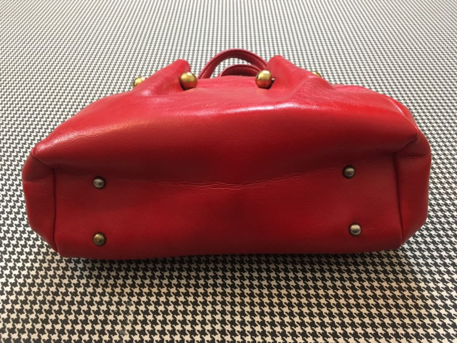 1960's Vinyl Old Lady Handbag in Bright Red With Brass - Etsy