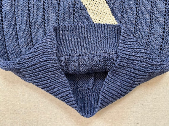 1980's, hand knit, rayon/agnora/wool blend, V-neck s… - Gem