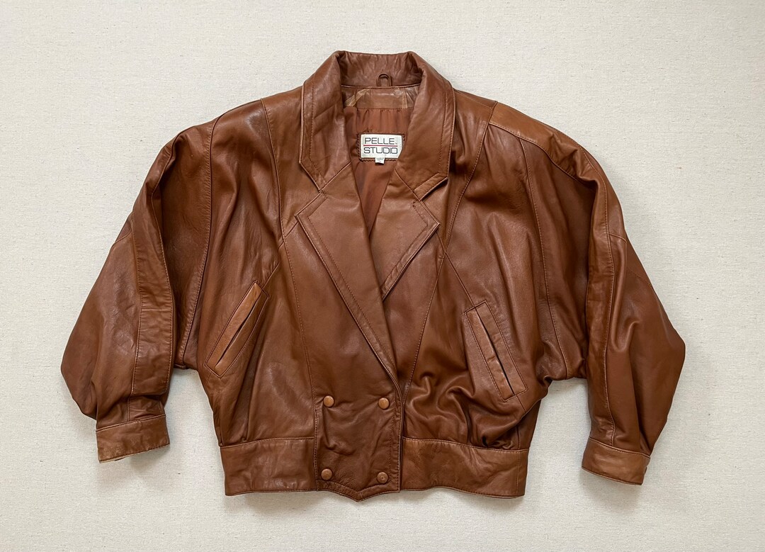 1980's, Leather, Dolman Sleeve, Double Breasted Jacket in Toffee - Etsy