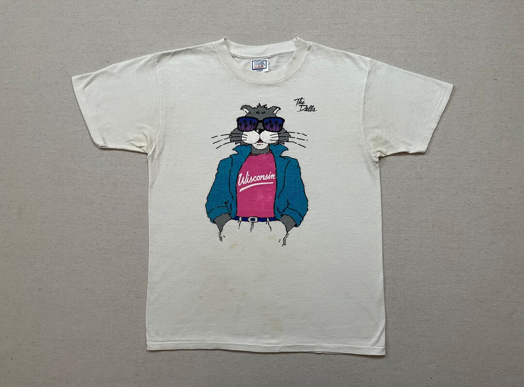 1987, Miami Vice Style Cat, Wisconsin Dells Tee in White - Etsy