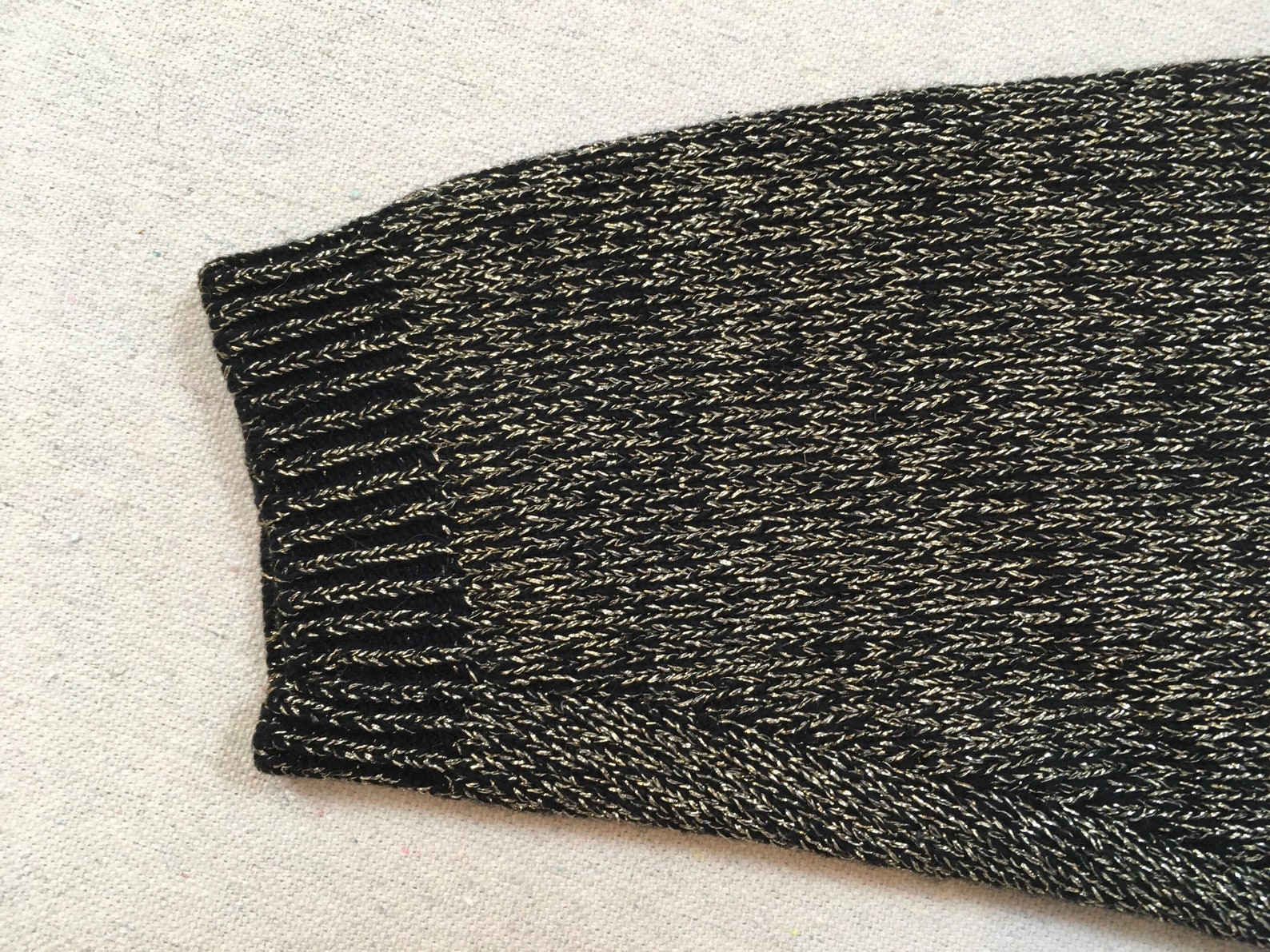 1980's lambswool blend black and metallic gold tunic | Etsy