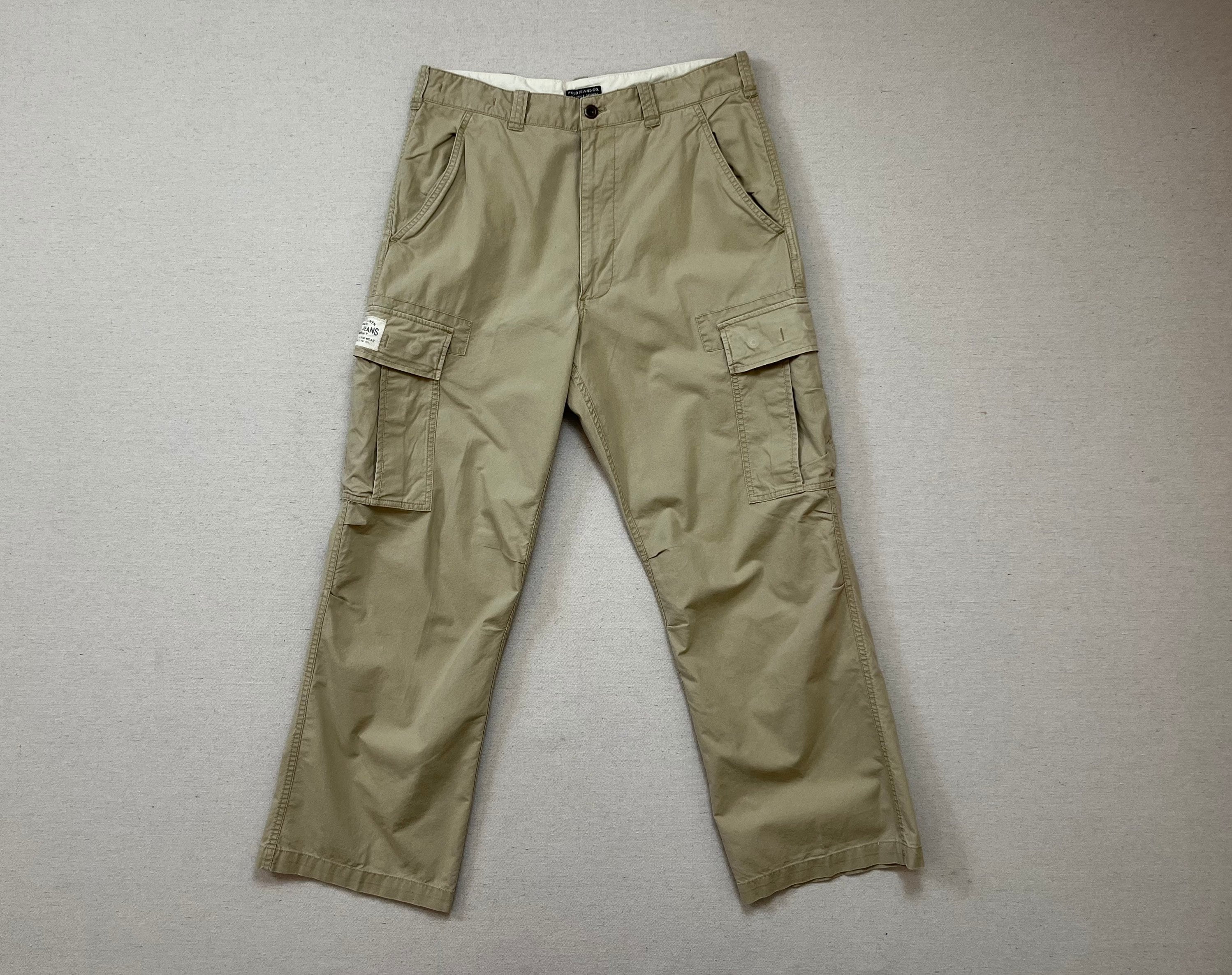 2000's, Baggy, Cargo Pants in Khaki by Ralph Lauren Polo 2000's, Baggy, Cargo Pants in Khaki by Ralph Lauren Polo