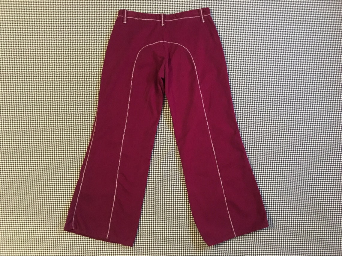 1970's Wide Leg Western Style Pants in Burgundy - Etsy