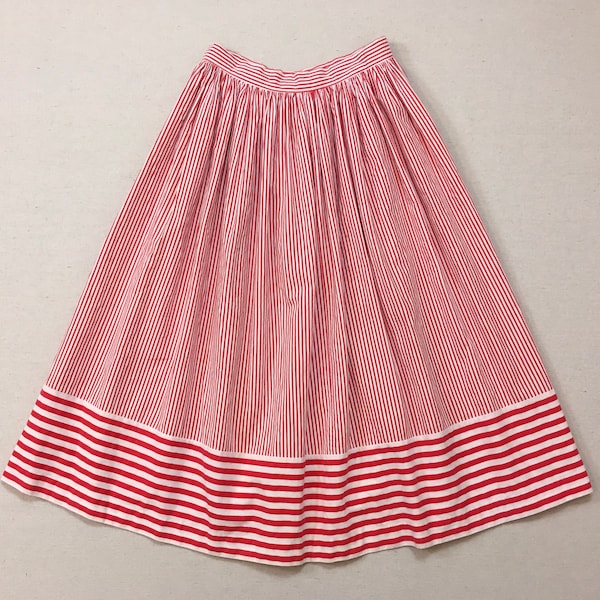 Red and White Striped Skirt - Etsy
