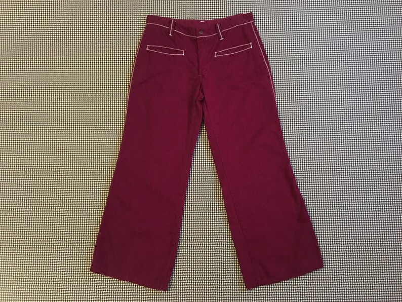 1970's Wide Leg Western Style Pants in Burgundy - Etsy
