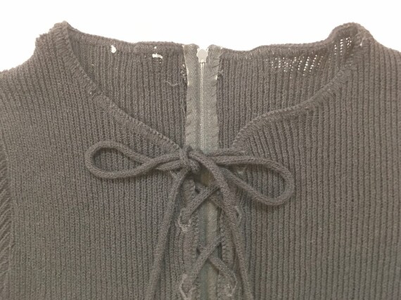 1970's, knit wool, tie chest, ruffle cuff, maxi dress… - Gem