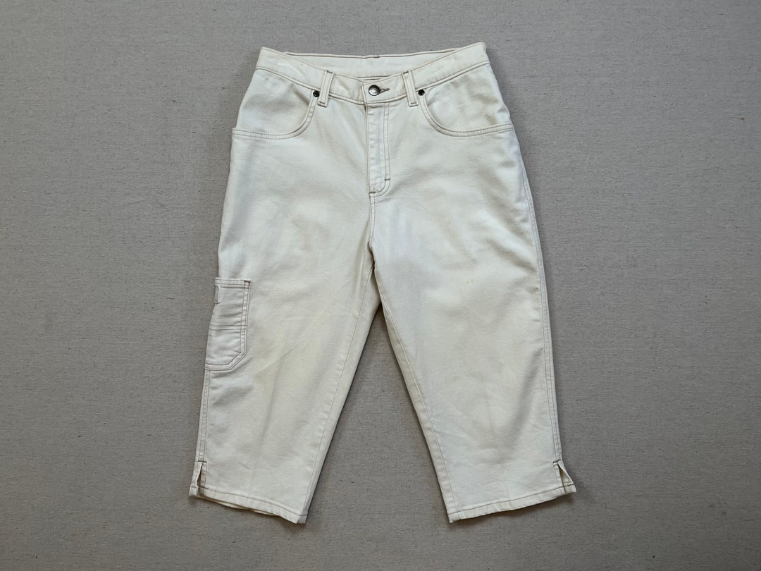 1990's, Stretch Denim, Cargo Pocket Capris in White, by Lee - Etsy