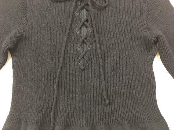 1970's, knit wool, tie chest, ruffle cuff, maxi dress… - Gem