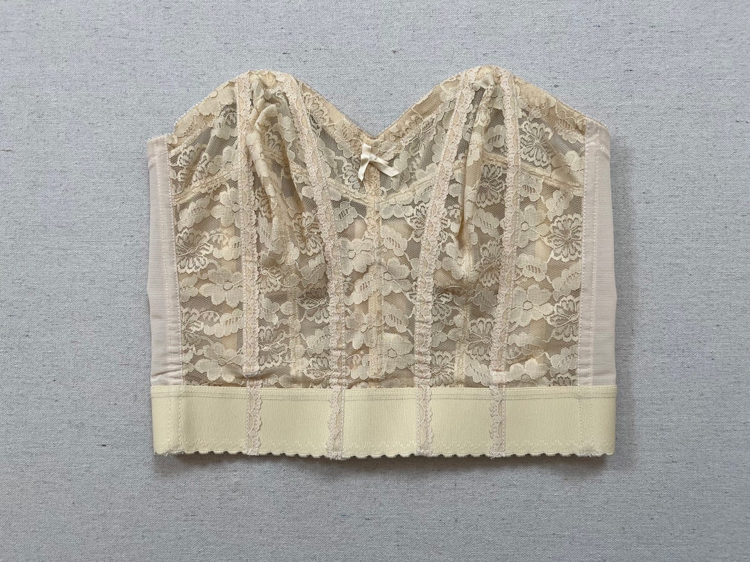 1970's, Sheer Lace, Corset Bra in Cream - Etsy
