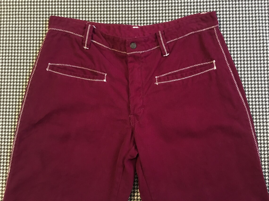 1970's Wide Leg Western Style Pants in Burgundy - Etsy