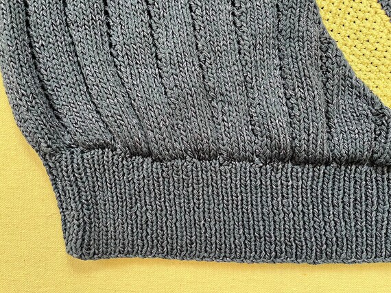 1980's, hand knit, rayon/agnora/wool blend, V-neck s… - Gem