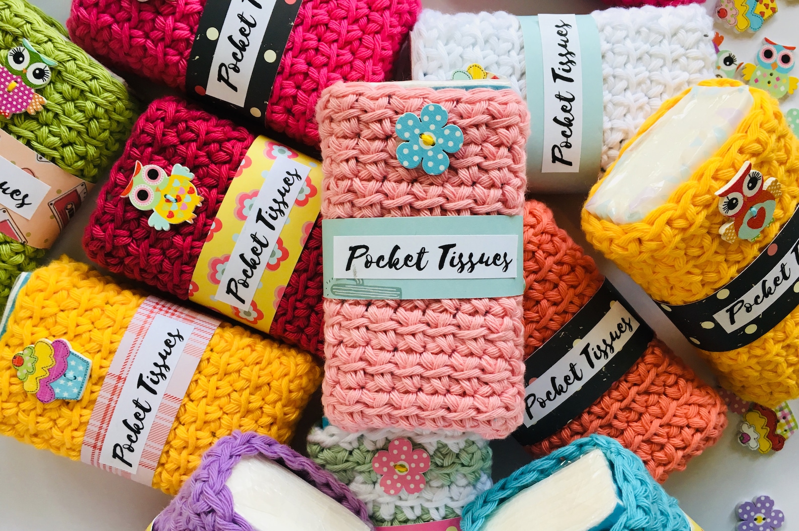 PDF PATTERN Pocket Tissue Cosy Make These Gorgeous Colourful | Etsy UK