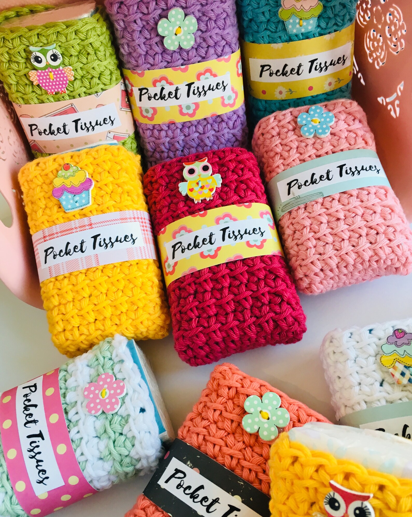 PDF PATTERN Pocket Tissue Cosy Make These Gorgeous Colourful | Etsy UK