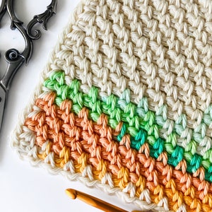 Linen Stitch Dishcloth Pattern & Stitch Tutorial With Video, Digital ...