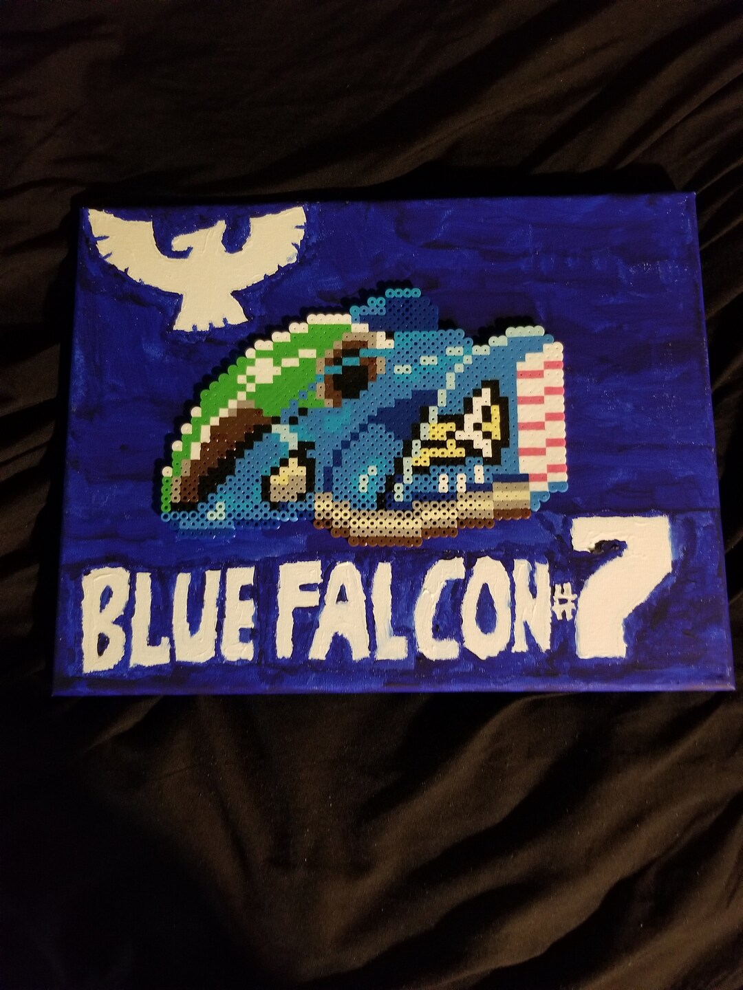 F-zero Blue Falcon Canvased Perler Sprite - Etsy