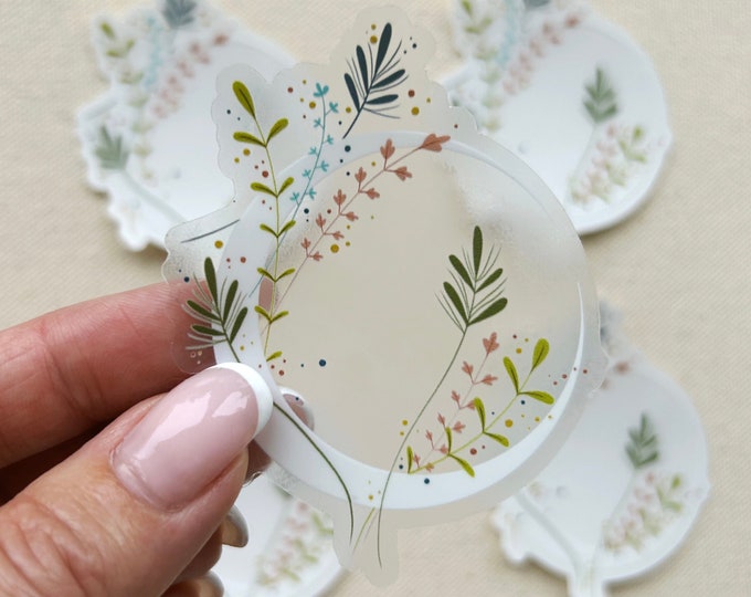 Clear Moon Sticker, White Moon See-through Sticker, Moon and Plant ...