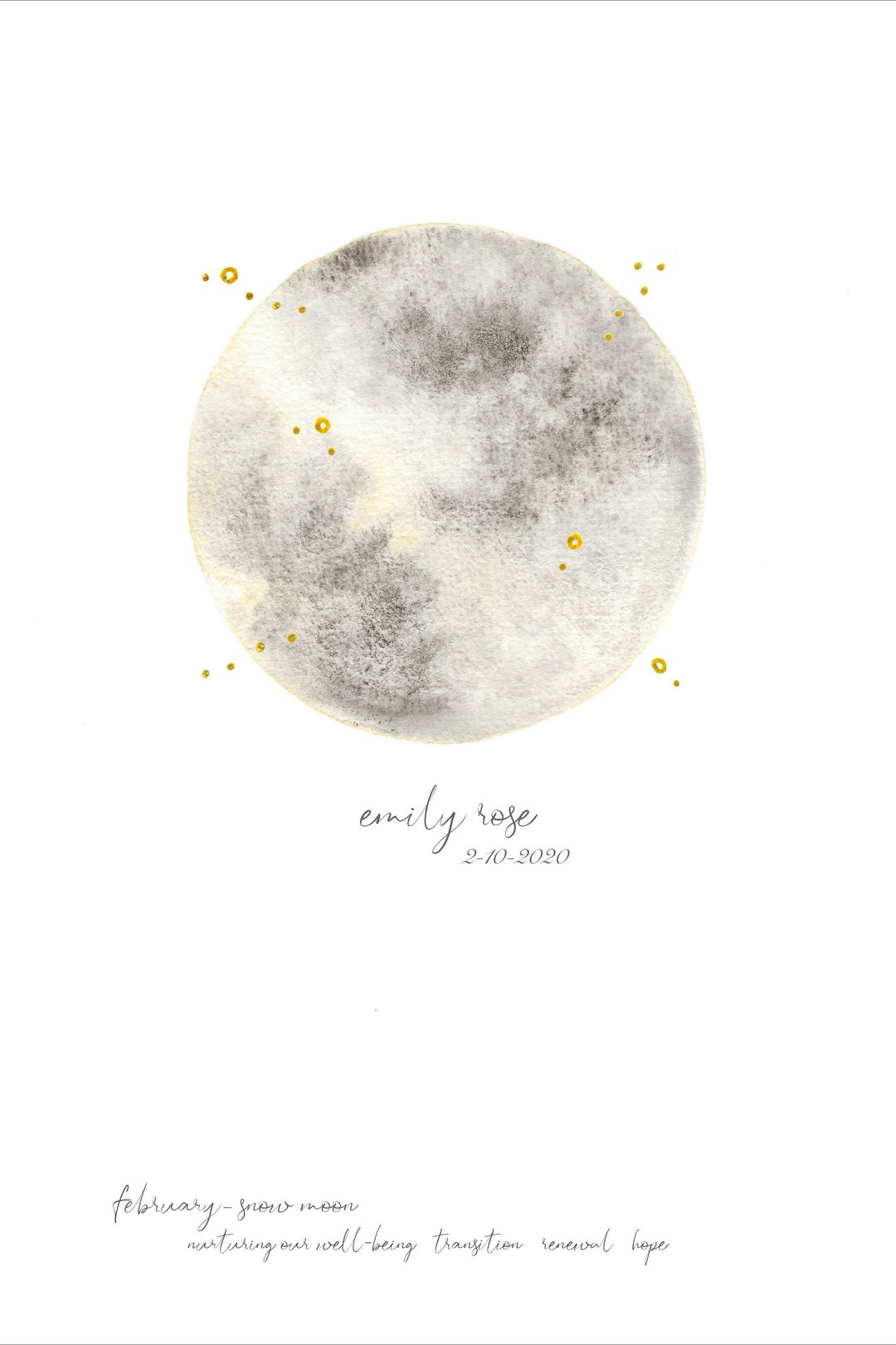 Personalize Full Moon Print - Custom Birth Month Print - Moon ...