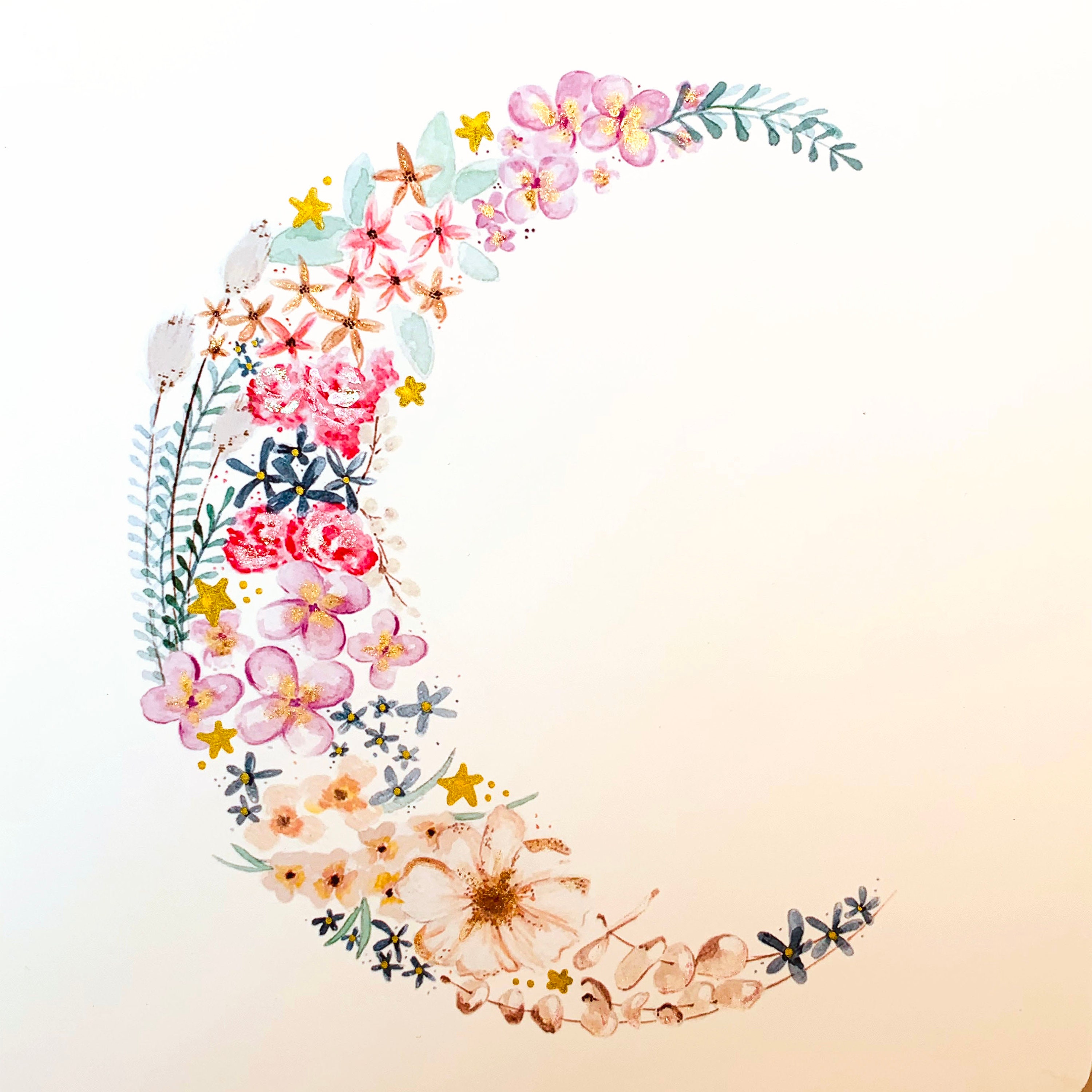 Botanical Moon Prints Two Moon Print Bundle Moon Flower | Etsy