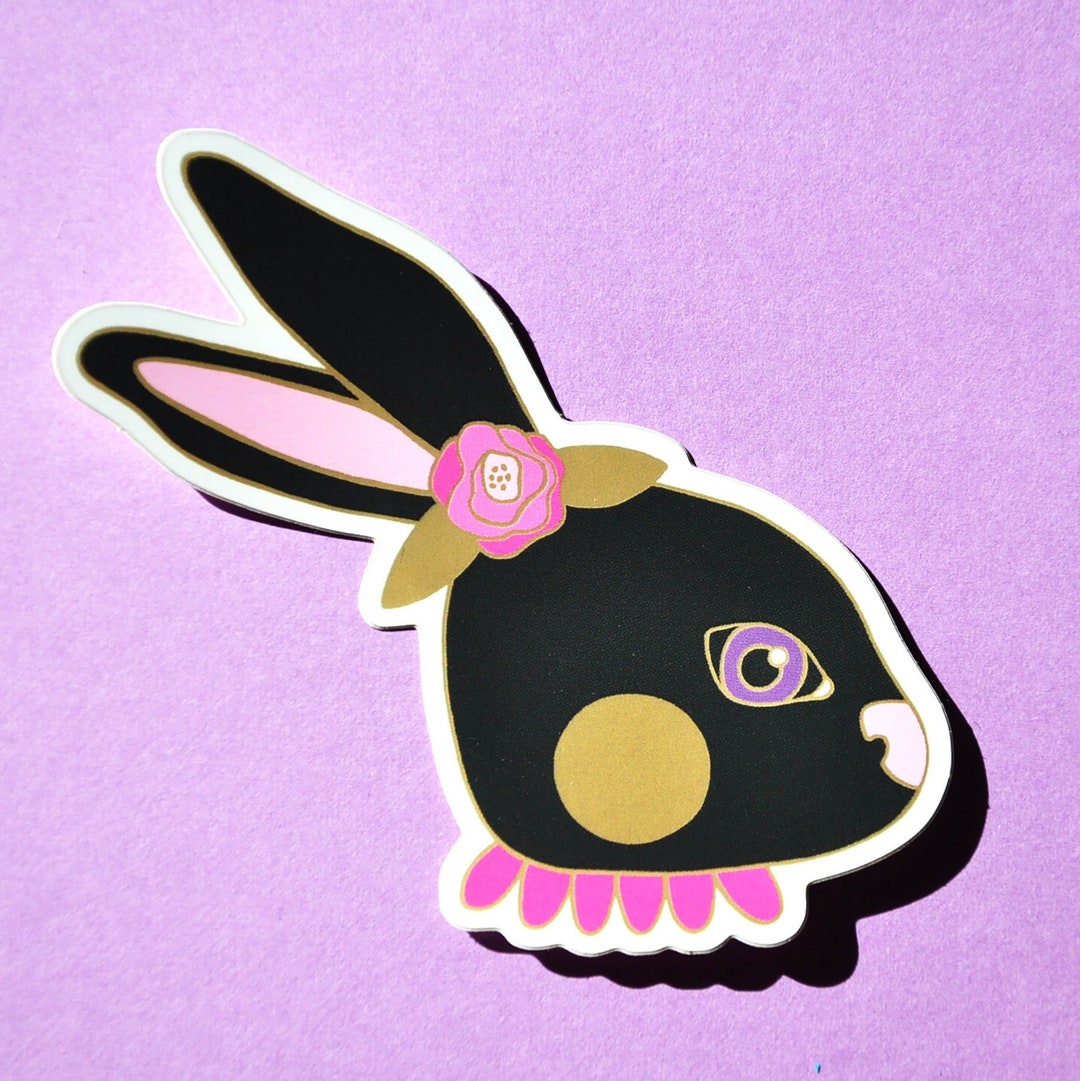 Rabbit Vinyl Sticker Black Bunny Vinyl Sticker Gold Metallic Vinyl ...