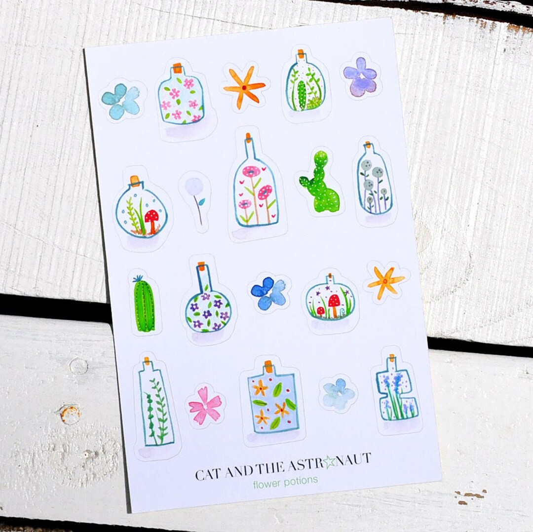 Flower Potion Sticker Sheet Hand Painted Stickers Flower - Etsy